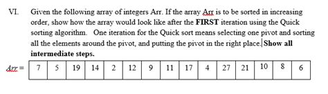 Solved Vi Given The Following Array Of Integers Arr If The