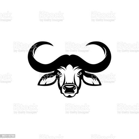 벡터 아프리카 버팔로 머리 얼굴 복고풍 Hipster 기호 엠 블 럼 배지 라벨 템플릿 및 T셔츠 빈티지 디자인 요소 흰색 배경에 고립 0명에 대한 스톡 벡터 아트 및 기타