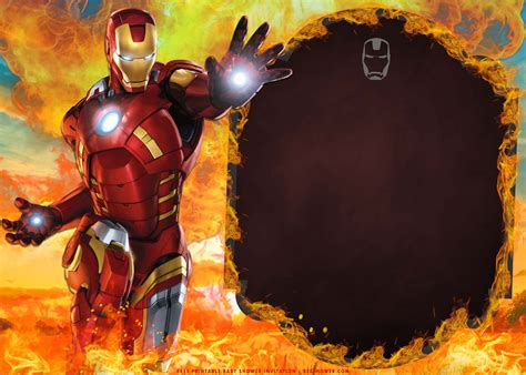 Free Printable Iron Man In Flames Birthday Invitation Templates Artofit