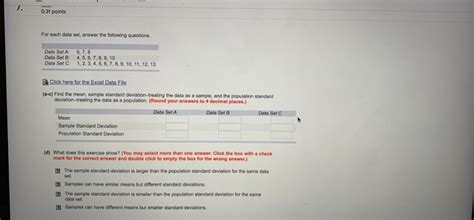 solved 1 0 31 points for each data set answer the