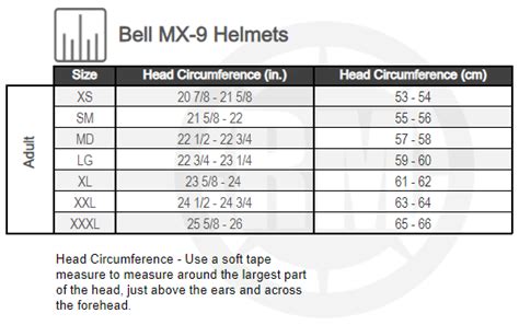 Bell Helmet Size Chart Helmet Sizing Chart Ainz