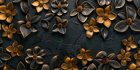 금색과 검정색 디자인의 꽃 고급스러운 꽃무늬 세련된 예술 꽃 금 검은색 배경 일러스트 및 사진 무료 다운로드 Pngtree