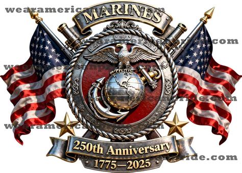 Marines 250th Anniversary Emblem • Patriotic Military Decor • 1775 2025 Commemorative T