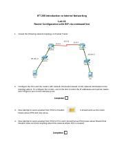 Lab Router Configuration With RIP Via Command Line Docx IFT Introduction To Internet