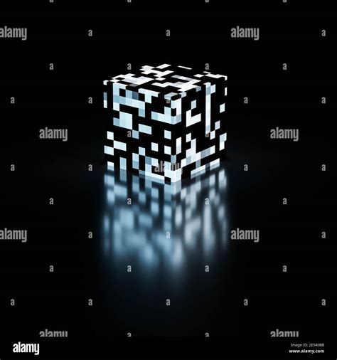 Glowing Abstract Cube With Retro Pixel Texture 3d Render Illustration
