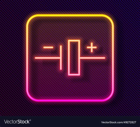 Glowing Neon Line Dc Voltage Source Icon Isolated Vector Image