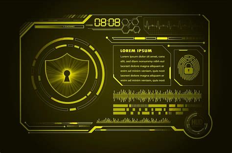 디지털 배경 사이버 보안에 Hud 닫힌 자물쇠 프리미엄 벡터