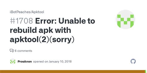 Error Unable To Rebuild Apk With Apktool2sorry · Issue 1708