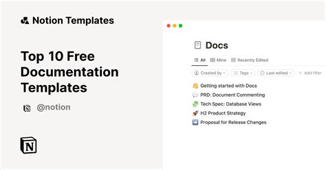 Top 10 Free Documentation Templates Notion Template Marketplace