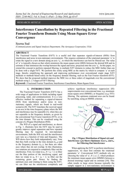 Interference Cancellation By Repeated Filtering In The Fractional Fourier Transform Domain Using