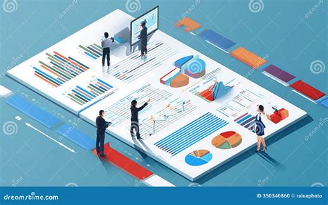 Isometric Illustration Shows Data Checklist Analysis Of People Royalty Free Cartoon
