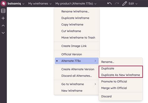Duplicating Alternates Balsamiq Documentation