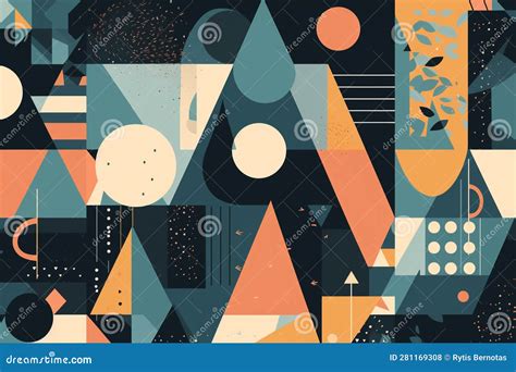 Minimal Art From Various Colorful Geometric Shapes Generative AI Stock Illustration