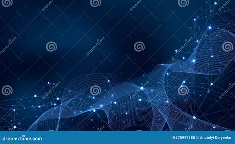 Abstract Plexus Background With Connected Lines And Dots Wave Flow