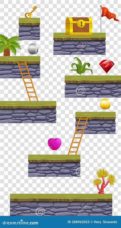 2d Vector Game Floating Platform Isolated With Transparant Background For Mobile Game Stock