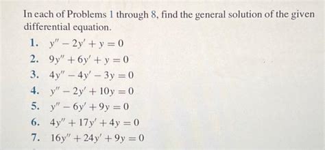 solved in each of problems 1 through 8 find the general