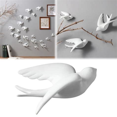 Zfsbzbs Resin Birds Sparrows Swallows Dove White Wall Mounted Decor
