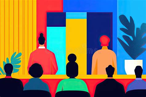 A Colorful Gathering Of Figures In A Bold Abstract Space With Engaging Visual Dynamics Stock