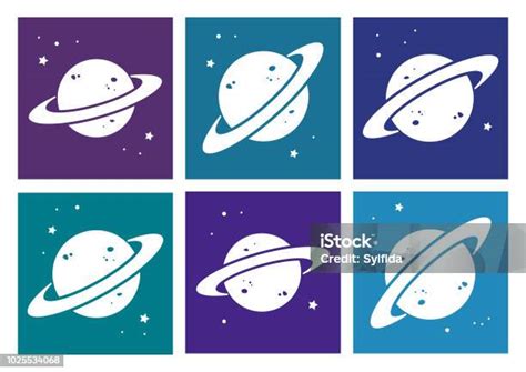 Set Berwarna Ikon Planet Putih Ilustrasi Vektor Ilustrasi Stok Unduh