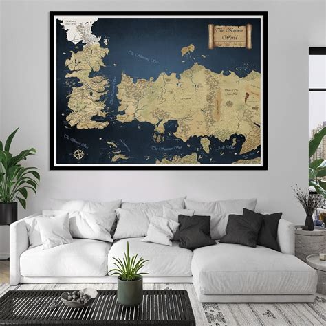 Game Of Thrones Map Poster Print Art Wall Art For Living Room Game