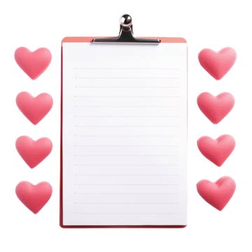 Valentine White Check List Notepad Diary Page Blank Notebook PNG Transparent Image And