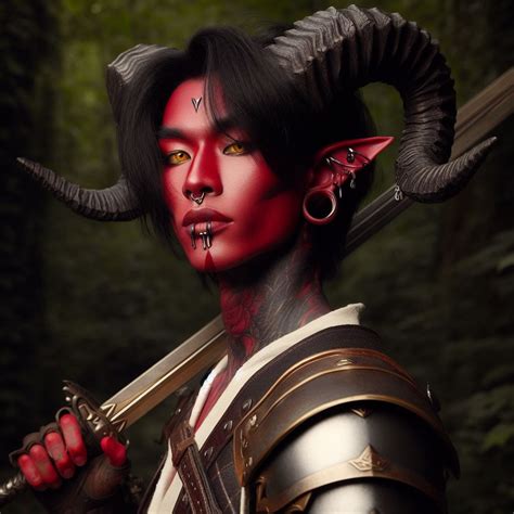 Red Tiefling Male Character Art Dungeons And Dragons Concept Art