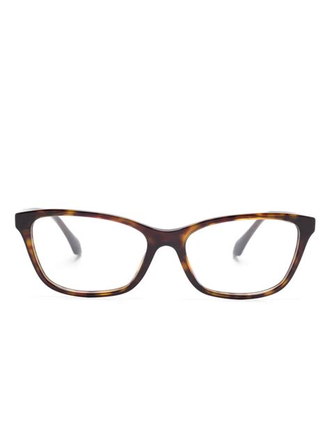 Versace Eyewear Square Frame Glasses Brown Farfetch Uk