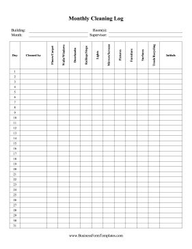 Printable Cleaning Log Template Prntbl Concejomunicipaldechinu Gov Co