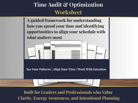 Time Audit And Optimization Worksheet Productivity And Clarity Tool