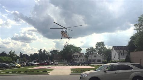 Helicopter Life Flight Landing On Avery Windy Day Awesome Job Youtube