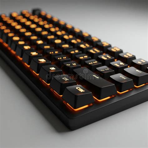 Black Gaming Keyboard With Orange Backlit Keys Arranged Neatly Across A