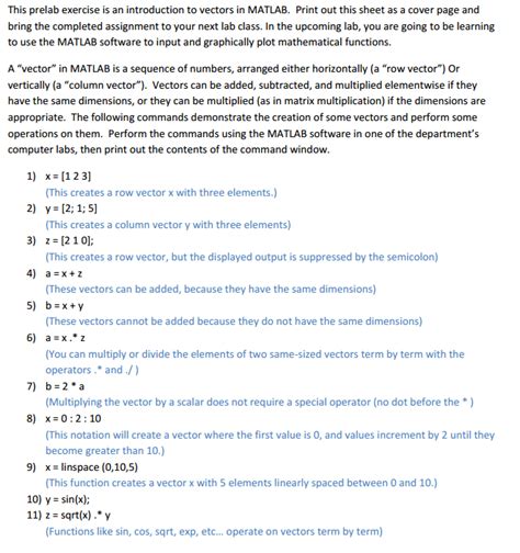 Solved This Prelab Exercise Is An Introduction To Vectors In