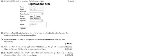 Solved Q2 Write The HTML Code To Generate The Following Chegg Com