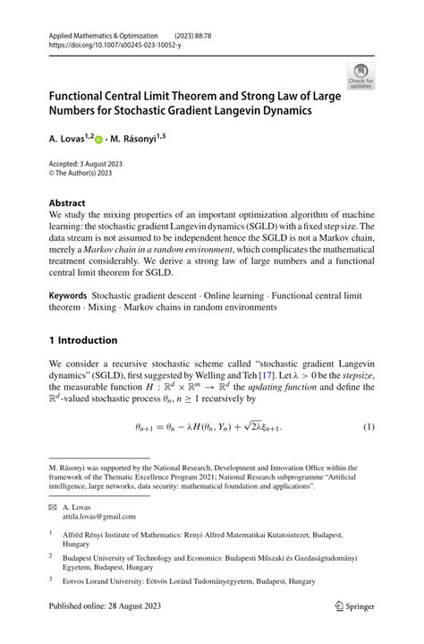 Pdf Functional Central Limit Theorem And Strong Law Of Large Numbers For Stochastic Gradient