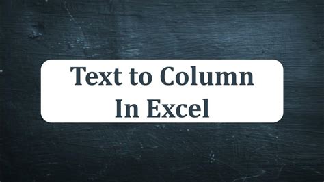 Text To Column In Excel Youtube