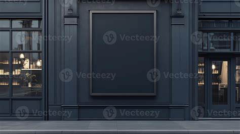 Mockup Blank Board Modern Placard Rectangle Advertising In Wall