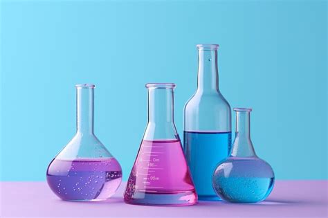 Premium Photo Neon Purple Glass Flask In Blue Research Chemistry Or Medical Lab Laboratory