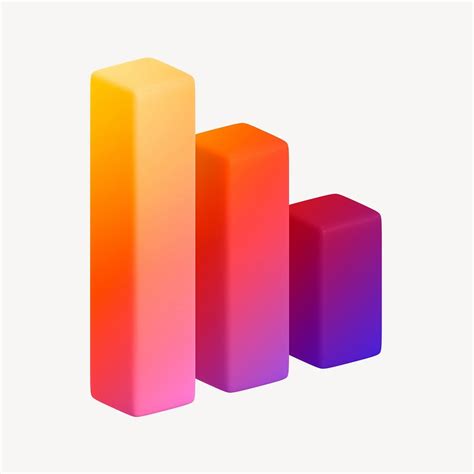 bar charts icon 3d gradient free icons illustration rawpixel