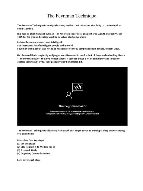 The Feynman Technique Pdf Richard Feynman Understanding