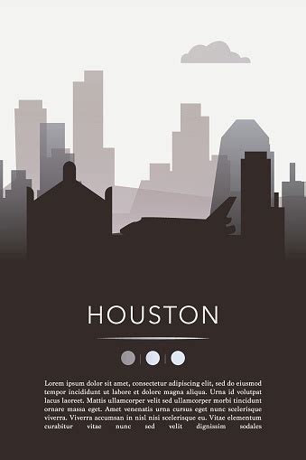 휴스턴 도시 서식 파일 웹 사이트 프리젠 테이션 첫 페이지 초대장 스카이 라인 랜드 마크와 출판물 시트 벡터 텍사스 미국 이미지 레이아웃 간단하고 회색조 0명에 대한 스톡