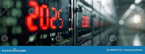 Digital Countdown Displaying 2025 In A High Tech Control Room Stock