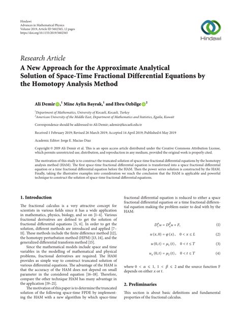 Pdf A New Approach For The Approximate Analytical Solution Of Space Time Fractional