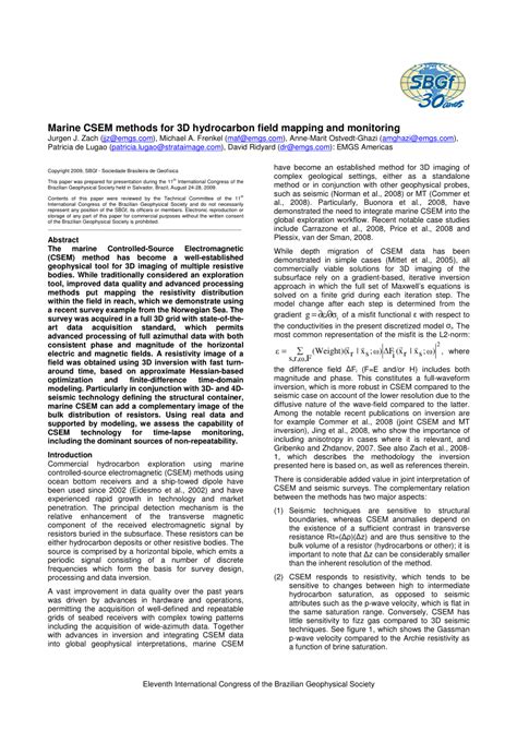 Pdf Marine Csem Methods For 3d Hydrocarbon Field Mapping And Monitoring