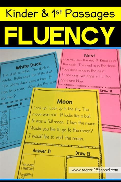 Fluency Check Reading Comprehension Passages First Kindergarten Vol 3