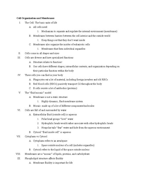 Week Lecture Oct Cell Organization And Membranes I The Cell The Basic Units Of