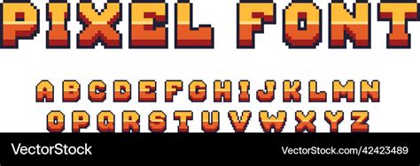 Pixel Game Font Arcade Bit Alphabet Symbols Vector Image