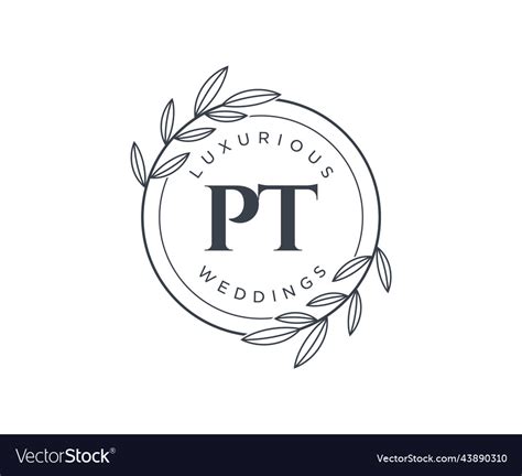 Pt Initials Letter Wedding Monogram Logos Vector Image