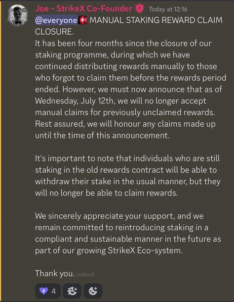 🚨 Manual Staking Reward Claim Closure Rtradestrike
