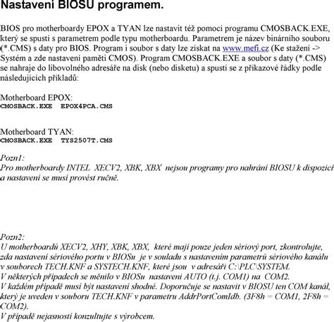 BIOS EPOX motherboard 4PCA HT PDF Stažení zdarma