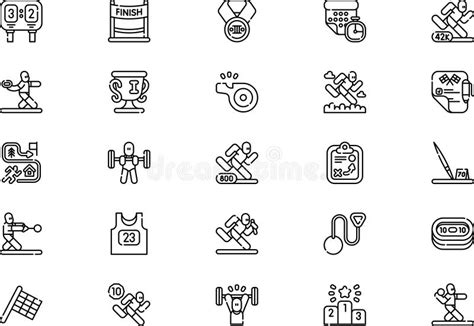 Athletics Icons Collection Is A Vector Illustration With Editable Stroke Stock Vector